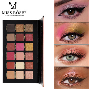 MISS ROSE跨境哑光高光提亮眼影18色不晕染学生防水百变眼影盒-阿里巴巴