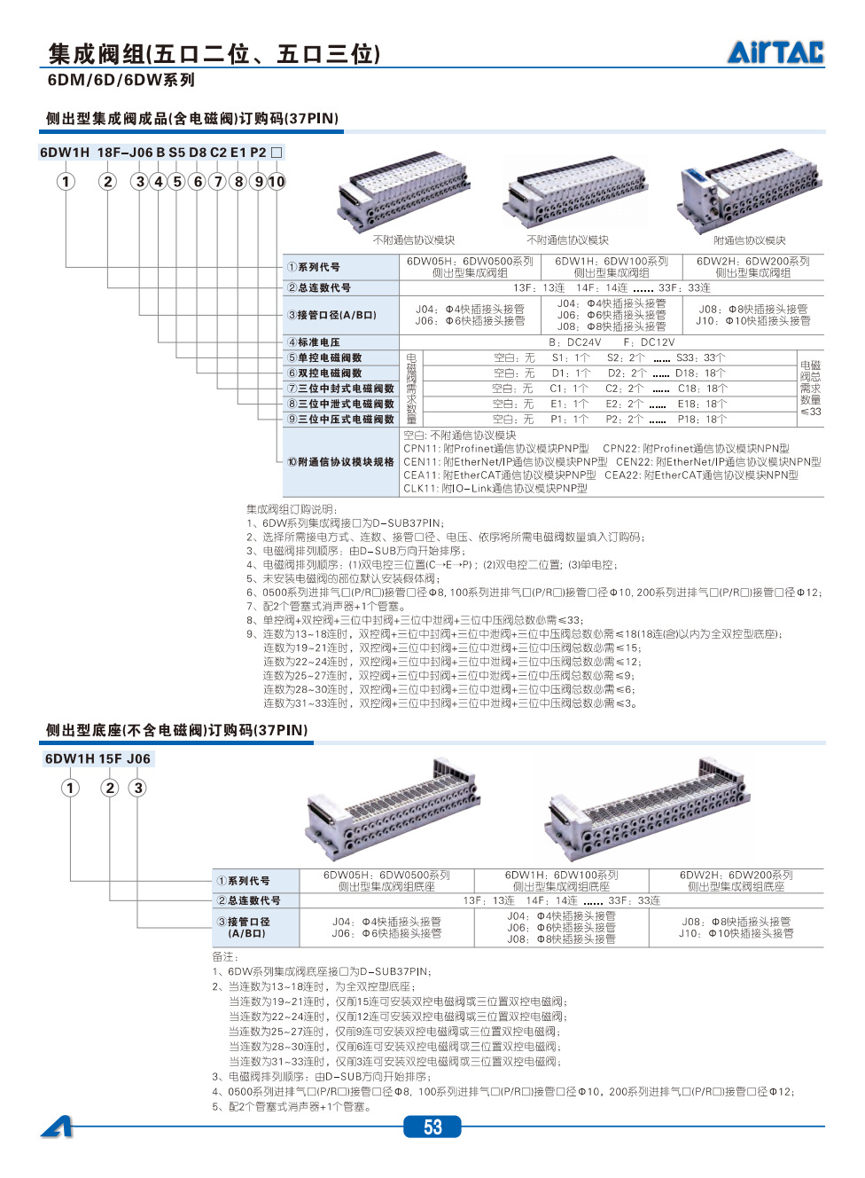 亚德客原装正品电磁阀6D集成阀岛二位五通6DM1H AirTAC-阿里巴巴