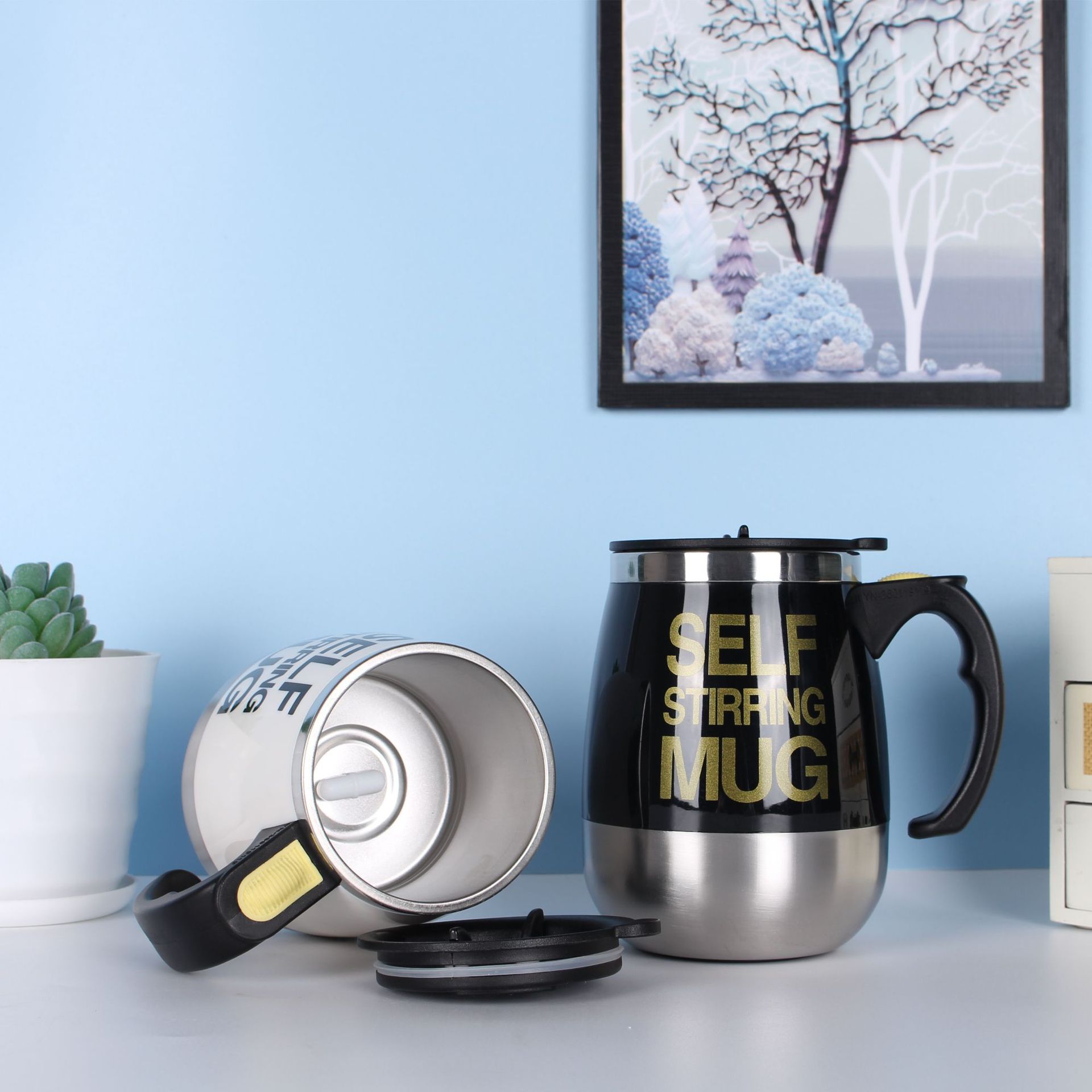 厂家直销 抖音同款不锈钢电动搅拌咖啡杯自动磁力搅拌杯创意礼品-阿里巴巴