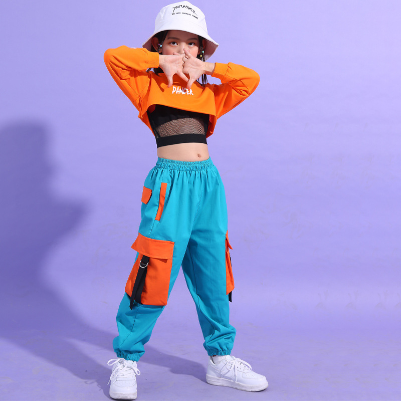 Girls kids rapper singer jazz dance costumes children's hip-hop street ...