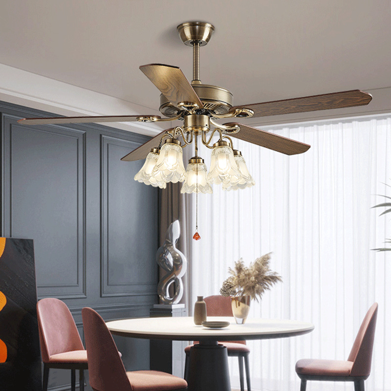 New Chinese Style Retro Fan Light Living Room Bedroom Intelligent ...