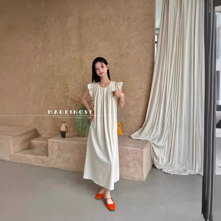MADEINOST夏季天丝棉小飞袖遮肉宽松宴会连衣裙复古风初恋长裙女-阿里巴巴