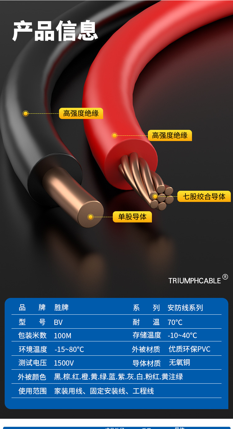 电线家用bv2.5电缆纯铜芯1.5国标4 10 6平方家装铜线100米-阿里巴巴