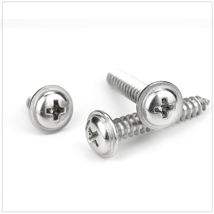 304不锈钢十字圆头带垫自攻螺丝PWA盘头自带介子螺丝钉M2M2.6M3M4-阿里巴巴