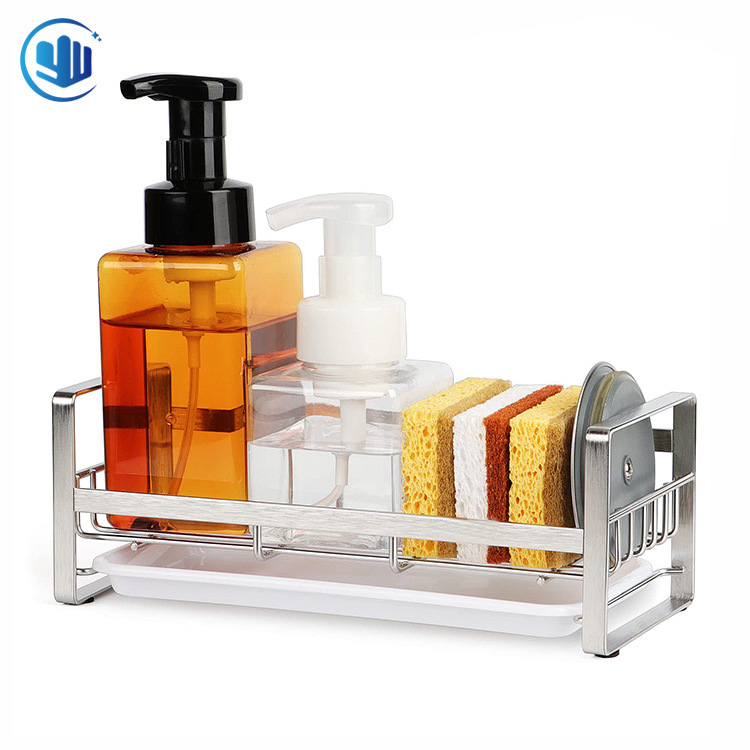 Stock 304 stainless steel upgrade kitchen sink sponge drain rack brush ...