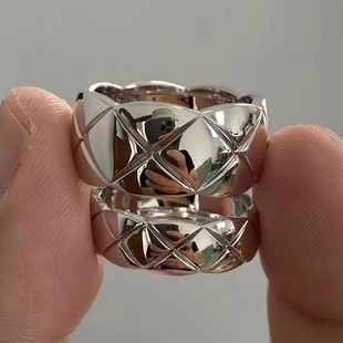 香家高版本窄版宽版指环镀18k金coco菱格无钻间钻戒指CNC精雕手饰-阿里巴巴