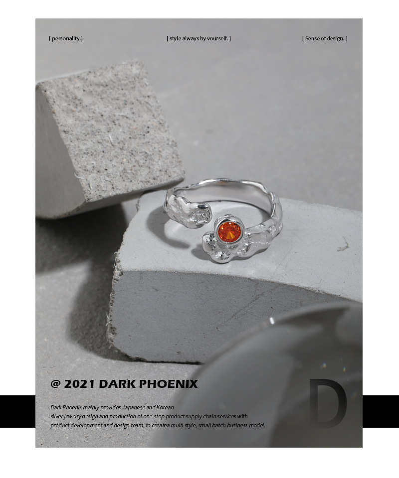 022韩版ins小众设计不规则面微镶锆石纹理质感S925纯银开口戒指女-阿里巴巴