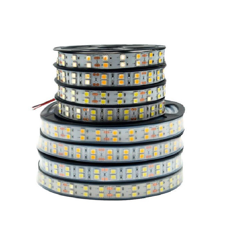 24V 5050 120珠/米白光暖白双排 ip67套管12V LED灯条高亮LED灯条-阿里巴巴