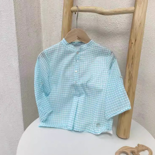 限量版西班牙品牌al agua patos女童春夏款长袖衬衣薄纱格子衬衫-阿里巴巴