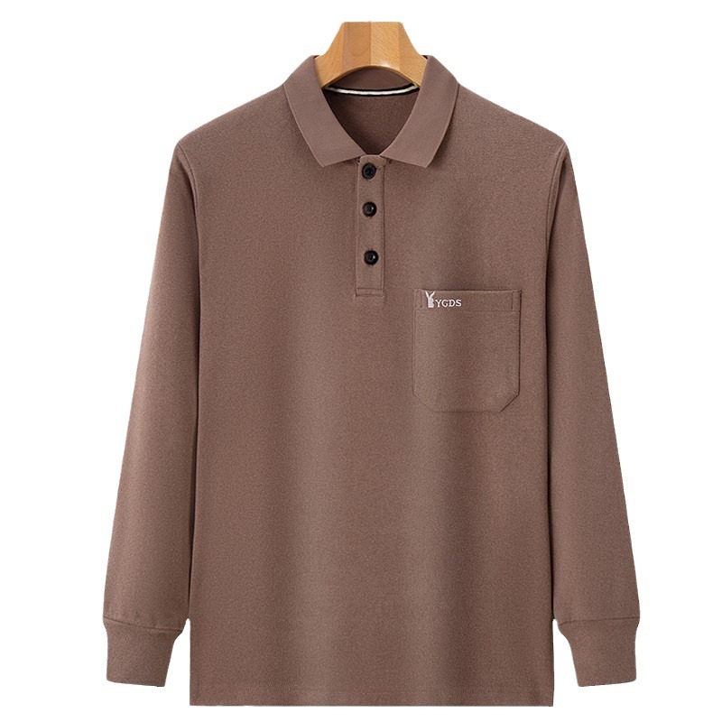 Spring Dad long sleeve heavy T-shirt men's velvet thickened warm spring ...