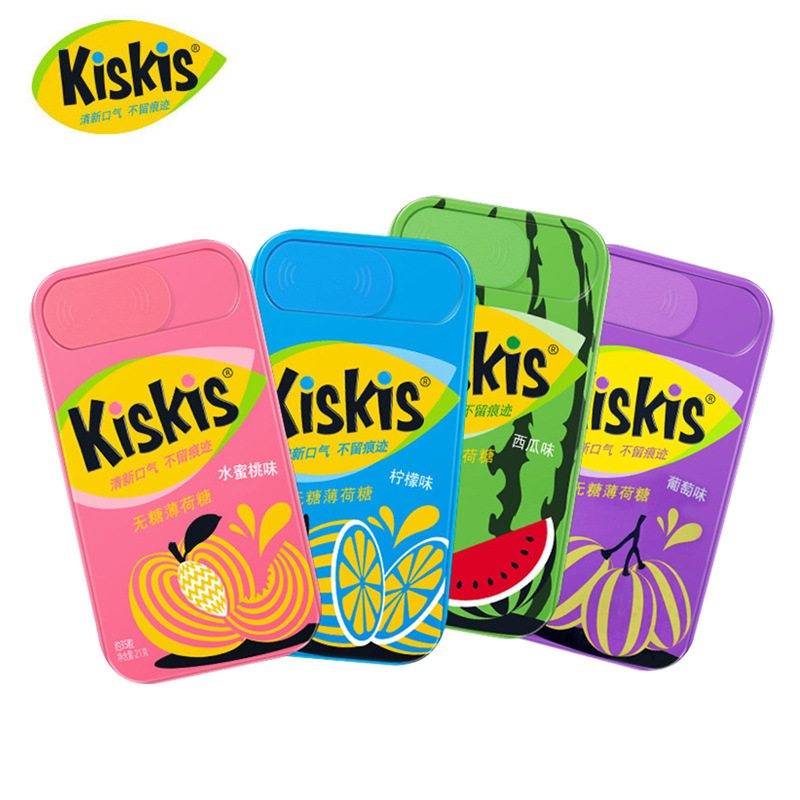 酷滋kiskis无糖薄荷糖约会接吻糖口香糖水果糖清新口气铁盒装21g-阿里巴巴