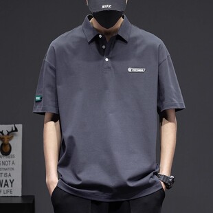 230g重磅Polo衫夏季男士短袖翻领白色t恤潮流ins宽松纯色大码体恤-阿里巴巴