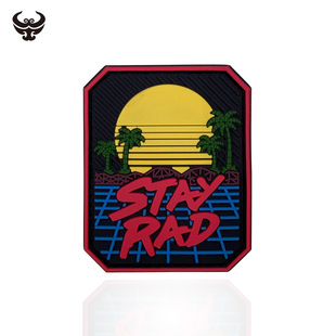 Stay Rad PVC橡胶3D徽章日落士气徽章风景胶章魔术贴带钩臂章-阿里巴巴