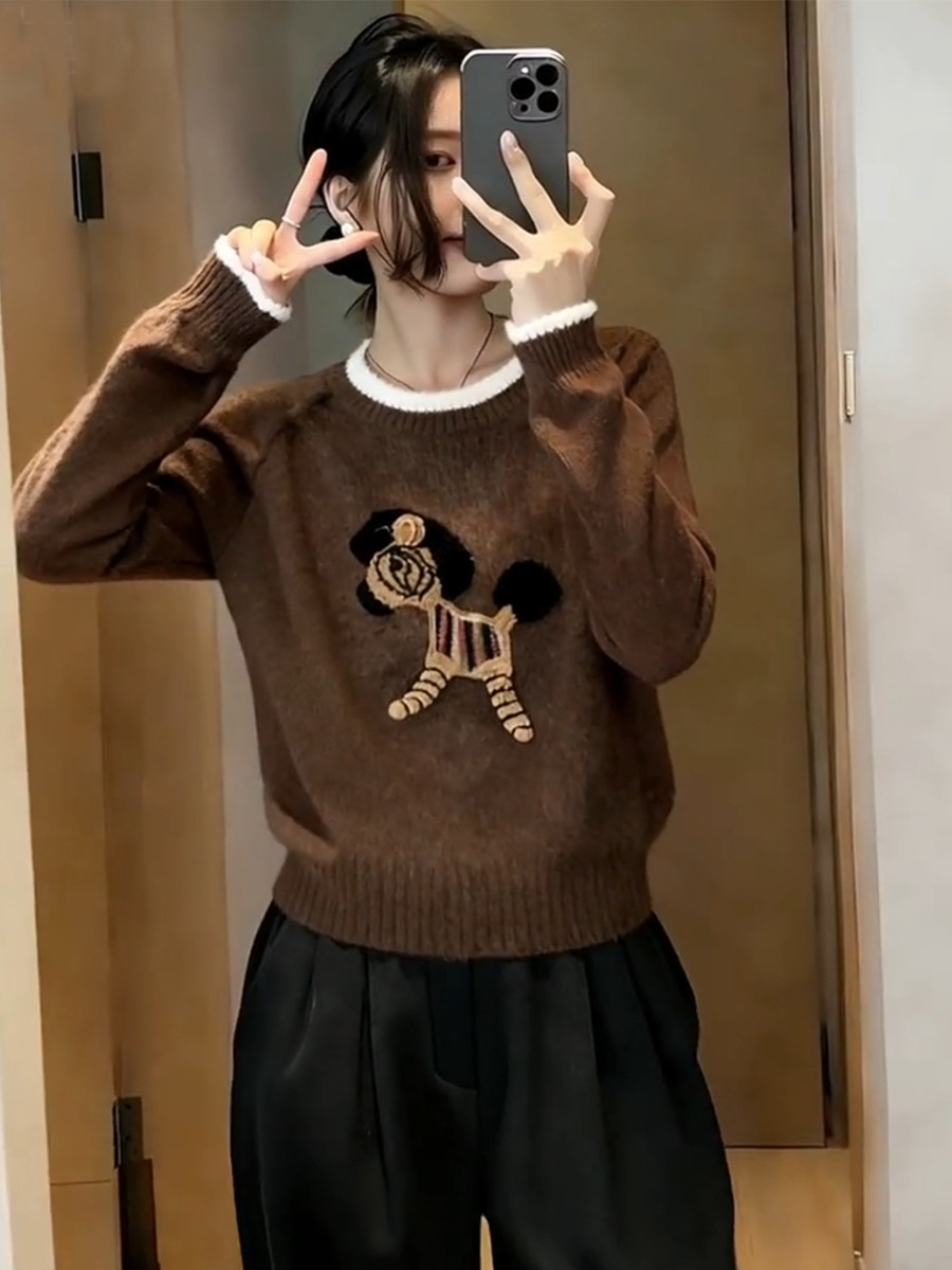 实价【羊驼绒】立体卡通针织衫毛衣女冬季加厚慵懒巨冬装百搭女上-阿里巴巴