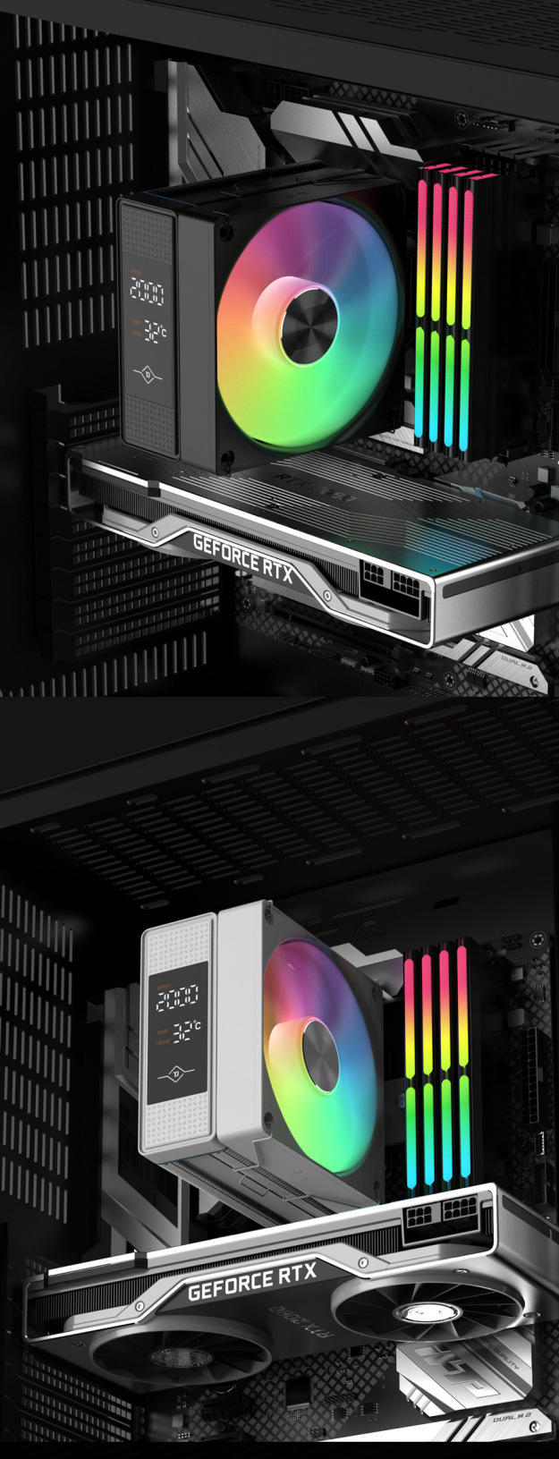 天极风J15 ARGB智能顶盖数显版CPU散热器4热管支持115X 18XX AMD-阿里巴巴