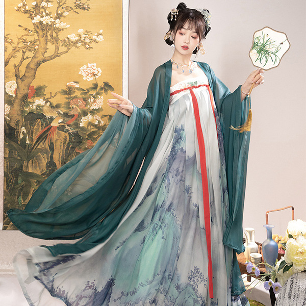 Original hanfu chest female in huai tang system large green sleeve ...