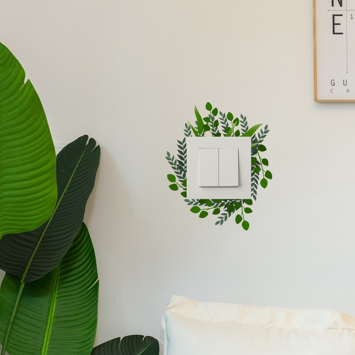 创意绿植花卉开关贴墙贴画客厅卧室简约装饰墙贴纸自粘可移除墙贴-阿里巴巴