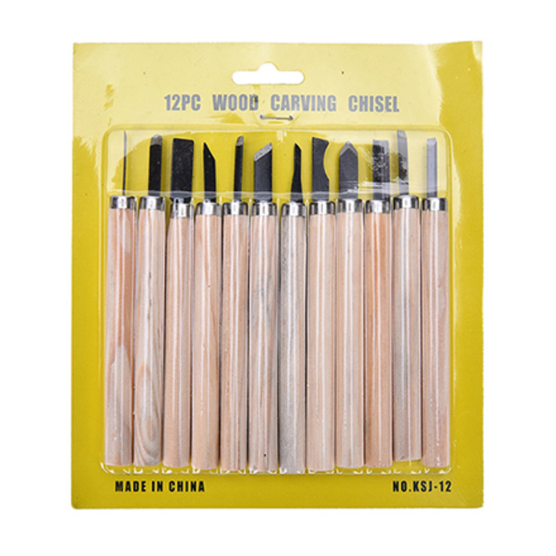 12件套 学生木工雕刻刀 65锰木柄雕刻刀套装 手动木刻刀 DK30005-阿里巴巴