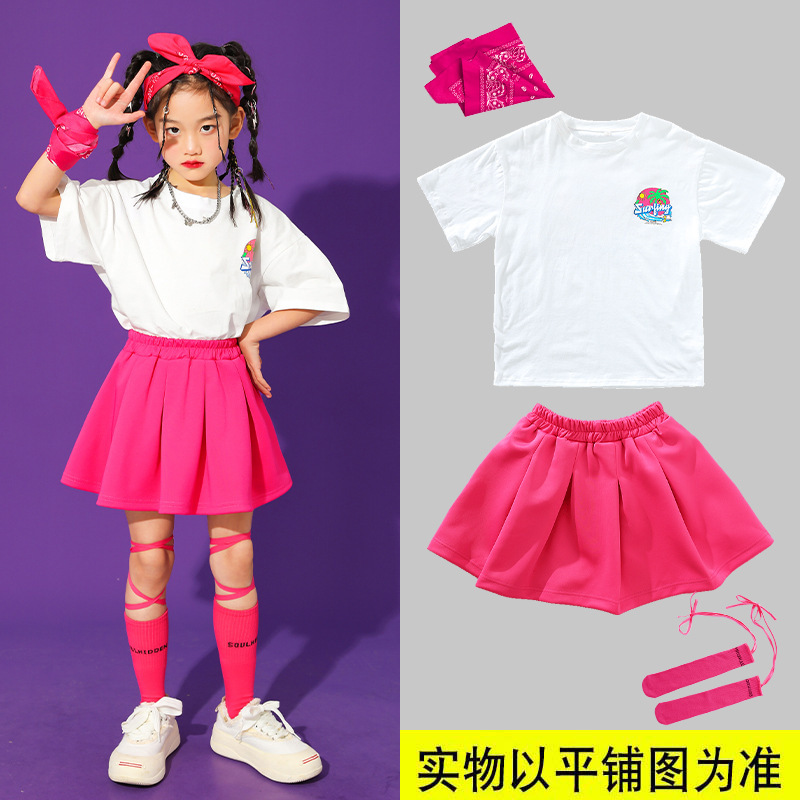 Pink hiphop dance costumes for Girls rapper singers children school ...