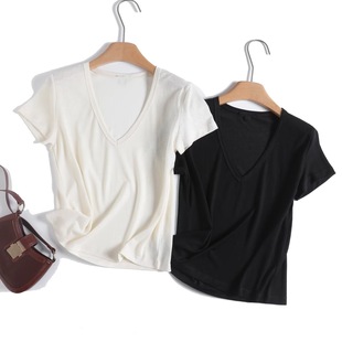 BM&MD&ZA夏新款女装时尚简约风轻薄V领短袖T恤06216938306-阿里巴巴