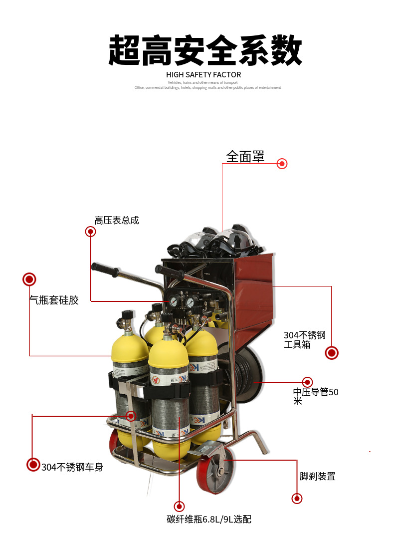 KAEN供应6.8L/9L推车式式长管呼吸器 移动供气源 逃生装置-阿里巴巴
