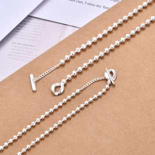 S925纯银韩版OT扣闪珠项链INS风博主款吊坠搭配裸链短锁骨银项链-阿里巴巴