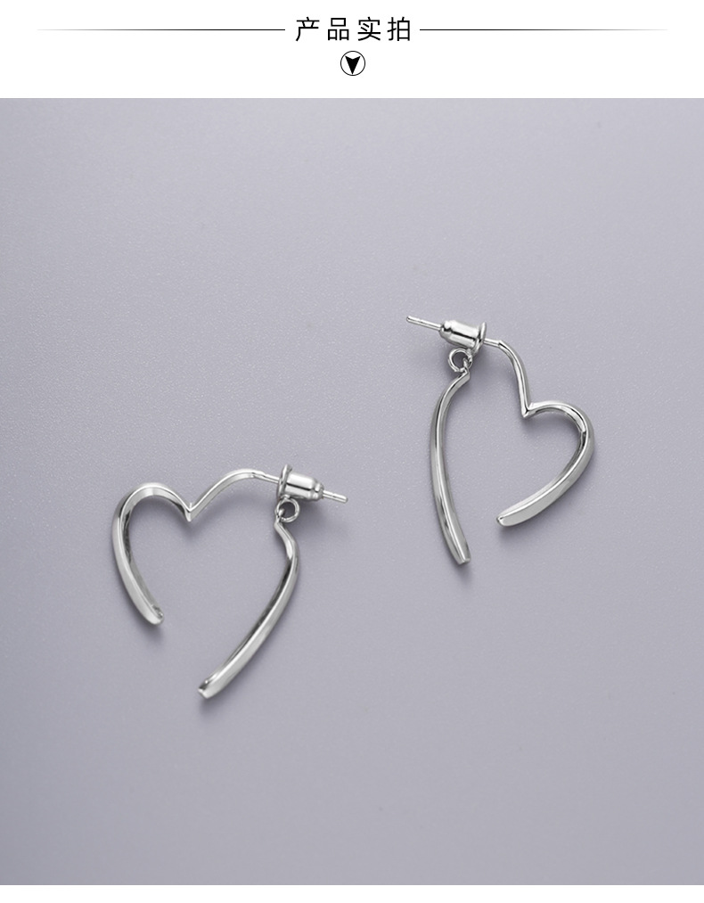 925纯银爱心后挂式耳环简约超仙甜美少女心气质一款两戴耳钉E0657-阿里巴巴