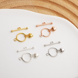 S925纯银OT扣子带吊坠项链扣配件爱心型OT银扣DIY手链连接搭扣-阿里巴巴