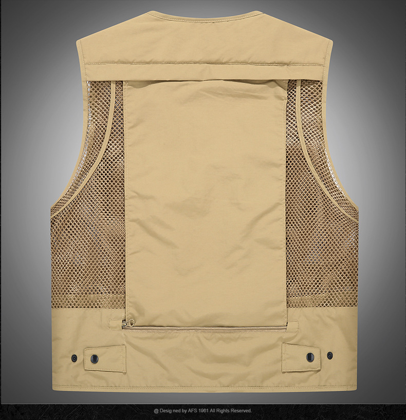 Wholesale Men's Basic Style Wide-Cut Open-Front Fishing Vest with ...