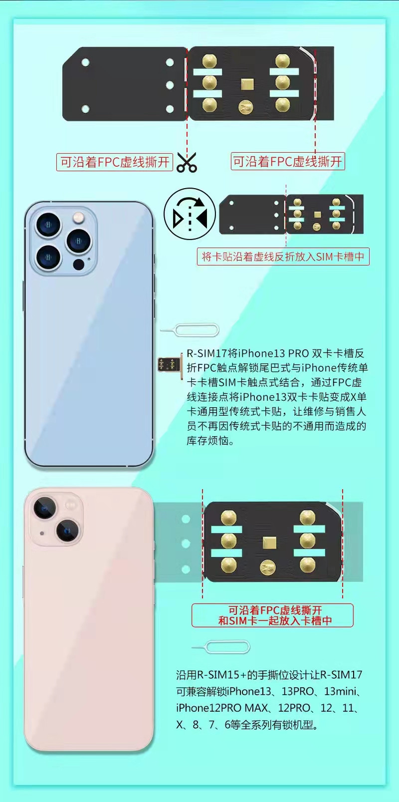 R-SIM17升级版多功能自动弹窗版iOS17解锁卡贴内置编辑ICCID兼容-阿里巴巴