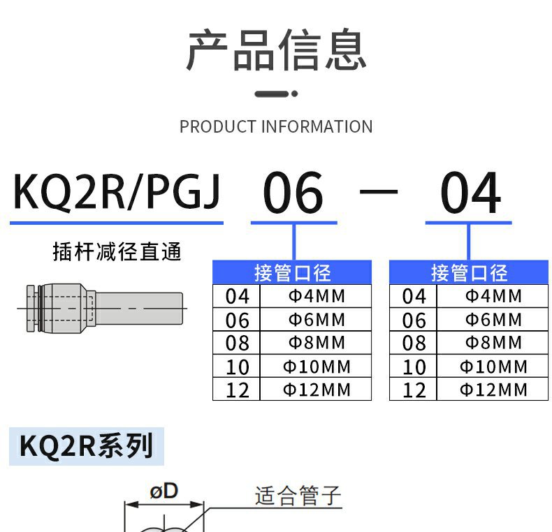 KQ2R气管减径插杆PGJ12-10-8-6-4变径插管直通气动接头-阿里巴巴