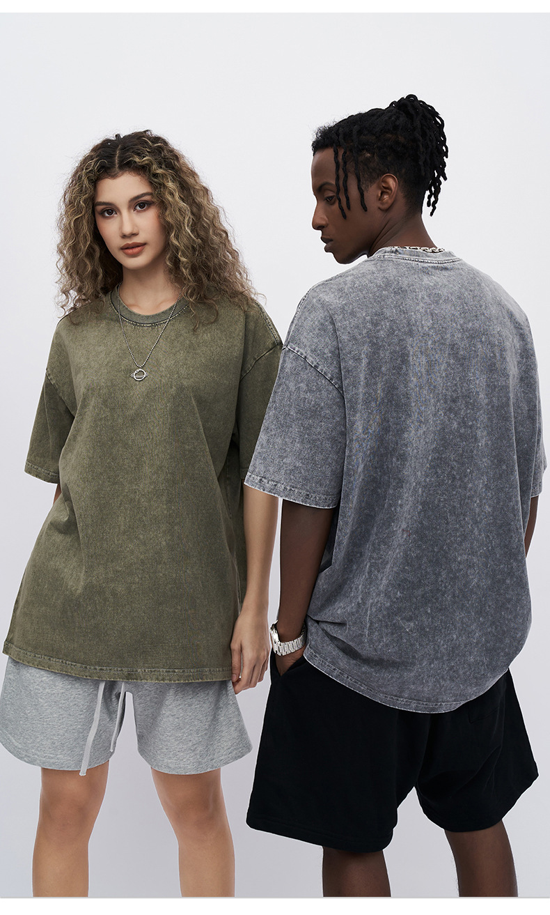 RFSD男装|巴家平替新款水洗圆领短袖美式285G重磅潮牌T恤男-阿里巴巴