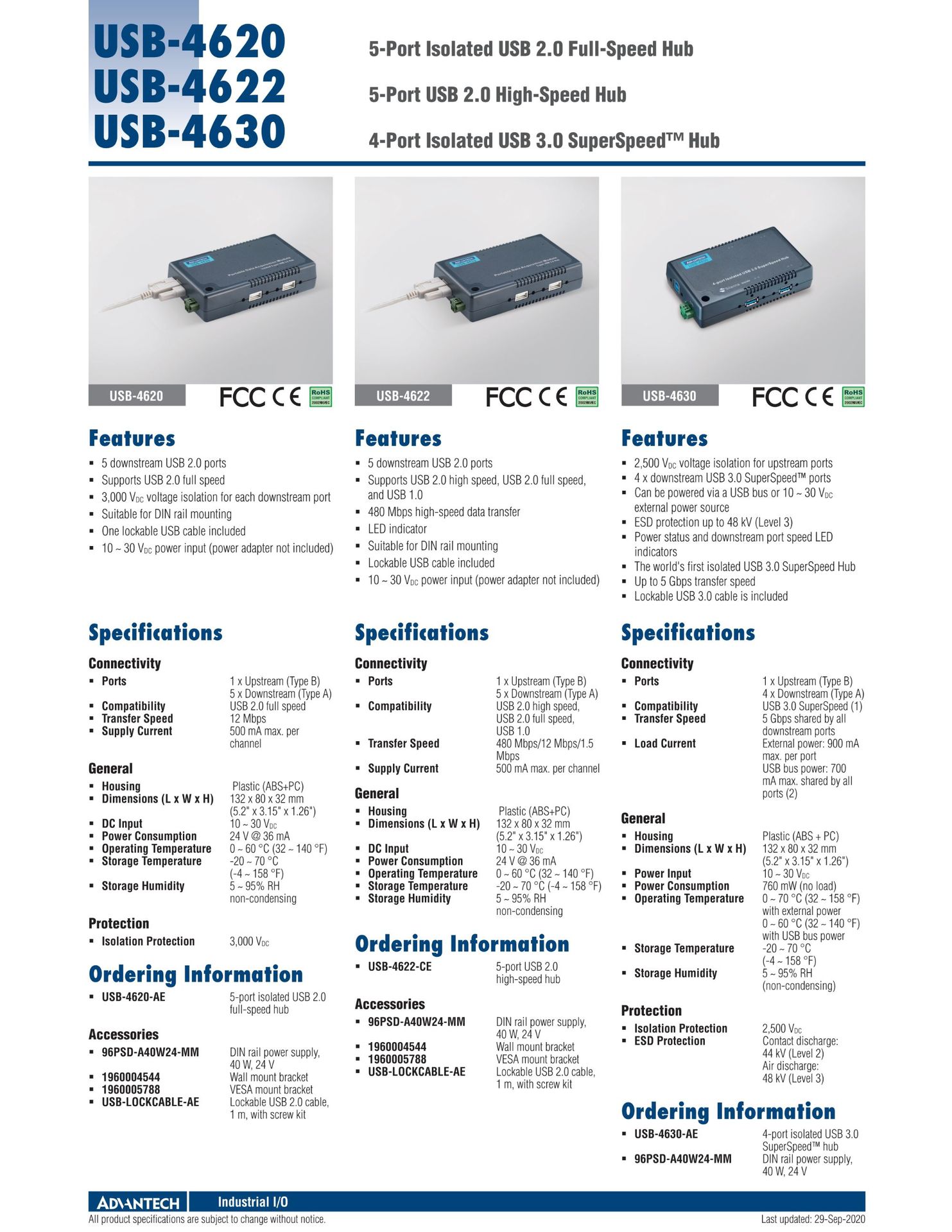 研华 USB-4620/USB-4622/USB-4630 高速工业集线器 亚当模块-阿里巴巴