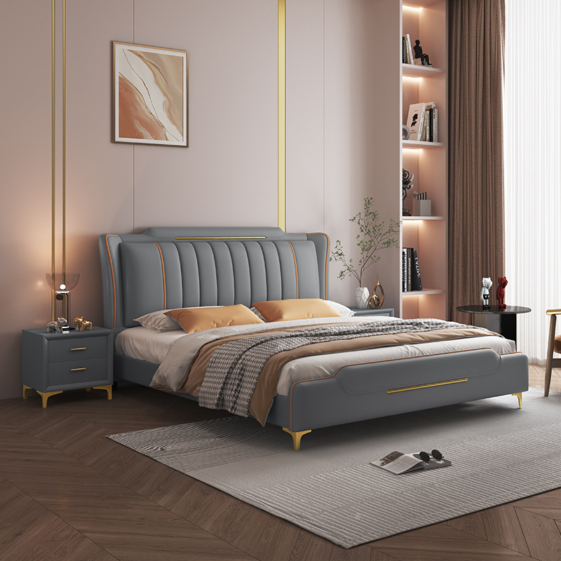 Laipin factory modern simple master bedroom atmospheric leather bed 1.8 ...