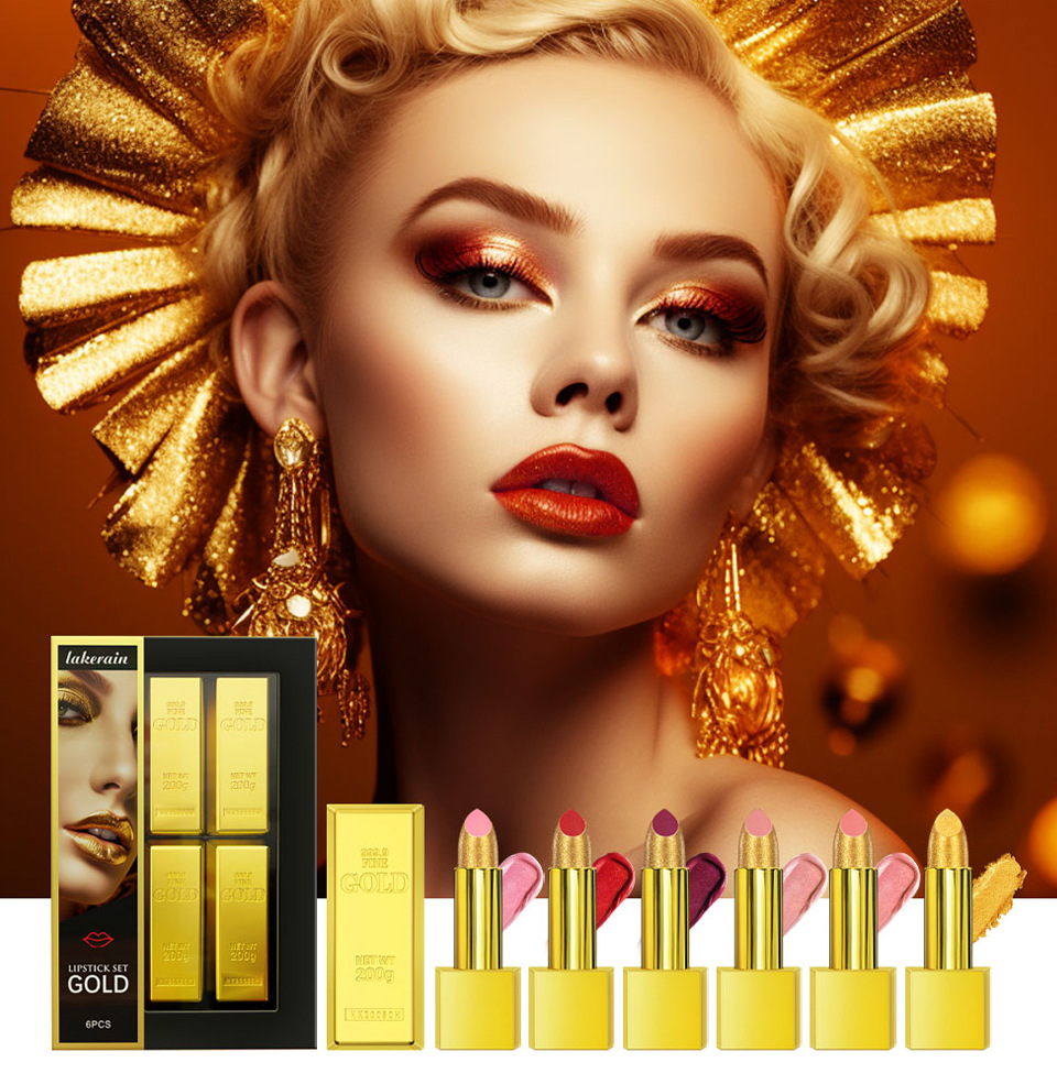 lakerain黄金口红 lipstick不易掉色哑光流金小金块口红-阿里巴巴