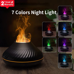 Volcanic Flame Aroma Diffuser Essential Oil Lamp 130ml USB跨-阿里巴巴