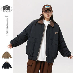 ADAM FREAK美式复古阿美咔叽翻领工装外套宽松冬季厚棉服男女C52-阿里巴巴