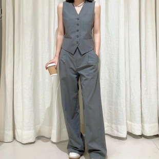 ed2024西装套装夏季新款女装两面穿西服马甲上衣气质通勤长款西裤-阿里巴巴