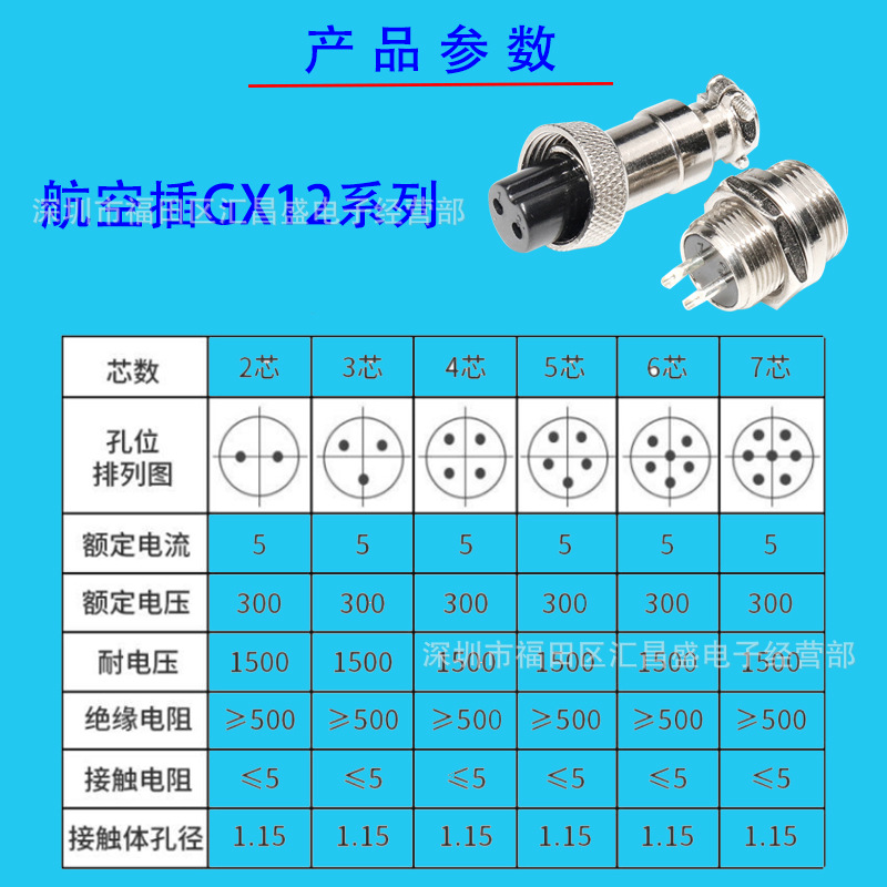 航插 M12 连接器 GX12-2/3/4/5/6/7 2芯-7芯 RS765 插头 航空插头-阿里巴巴