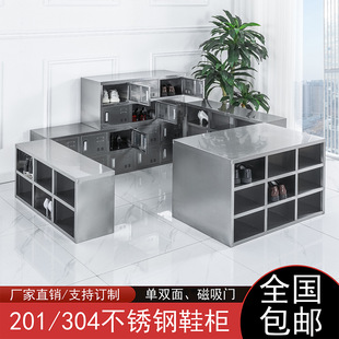 不锈钢鞋柜无尘净化车间三层换鞋凳双面工厂员工宿舍多格储物柜-阿里巴巴