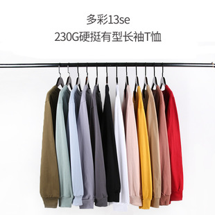 260g重磅纯棉长袖t恤oversize大码嘻哈无缝筒织情侣宽松潮牌印制-阿里巴巴