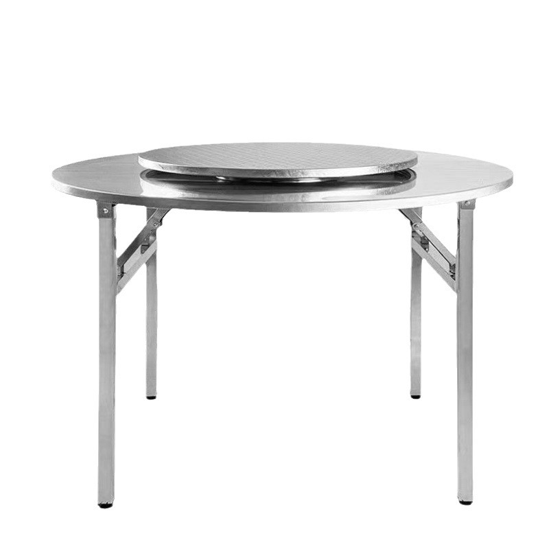 304 extra thick stainless steel round table foldable household dining ...