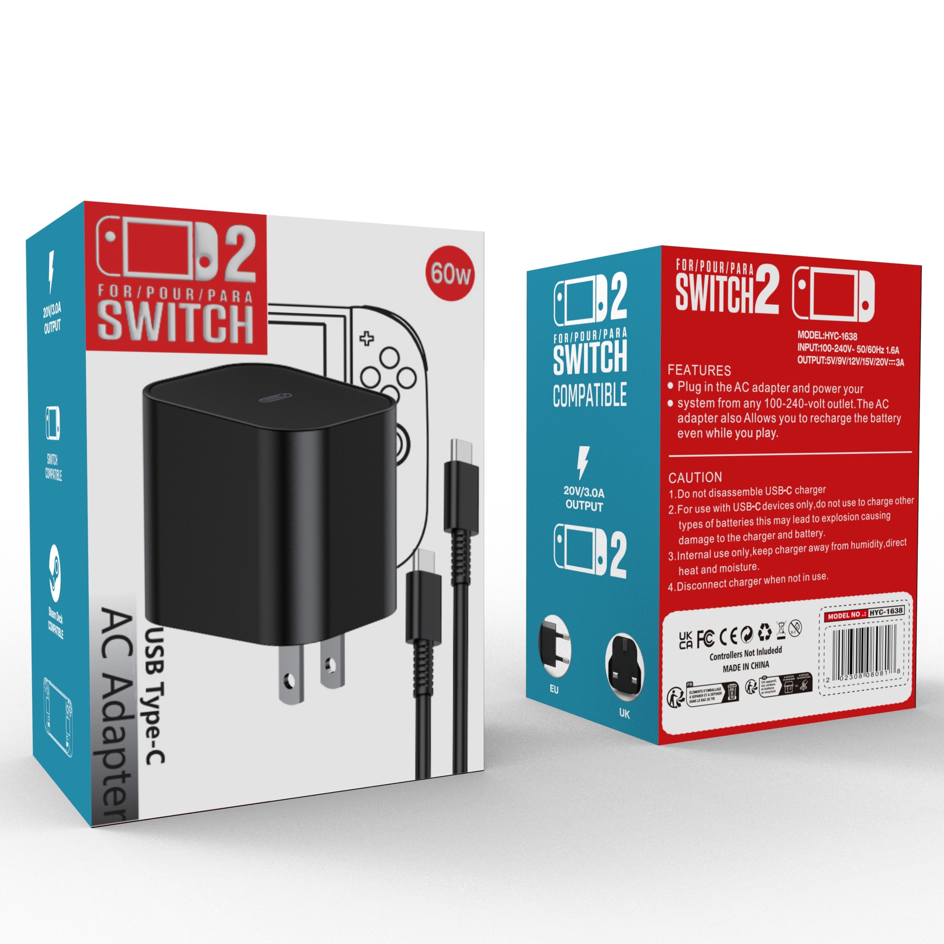 新款游戏机SWITCH2电源60W氮化镓NS2日欧美英港版充电器-阿里巴巴