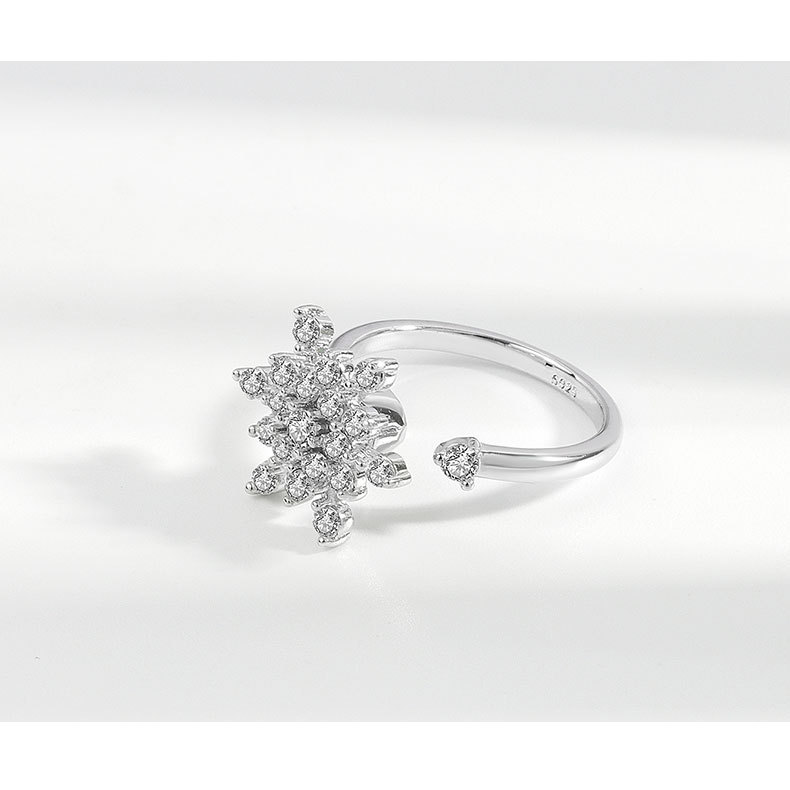 Tiktok Jewellery Classic Turnable Snowflake Handmade Silver Ring
