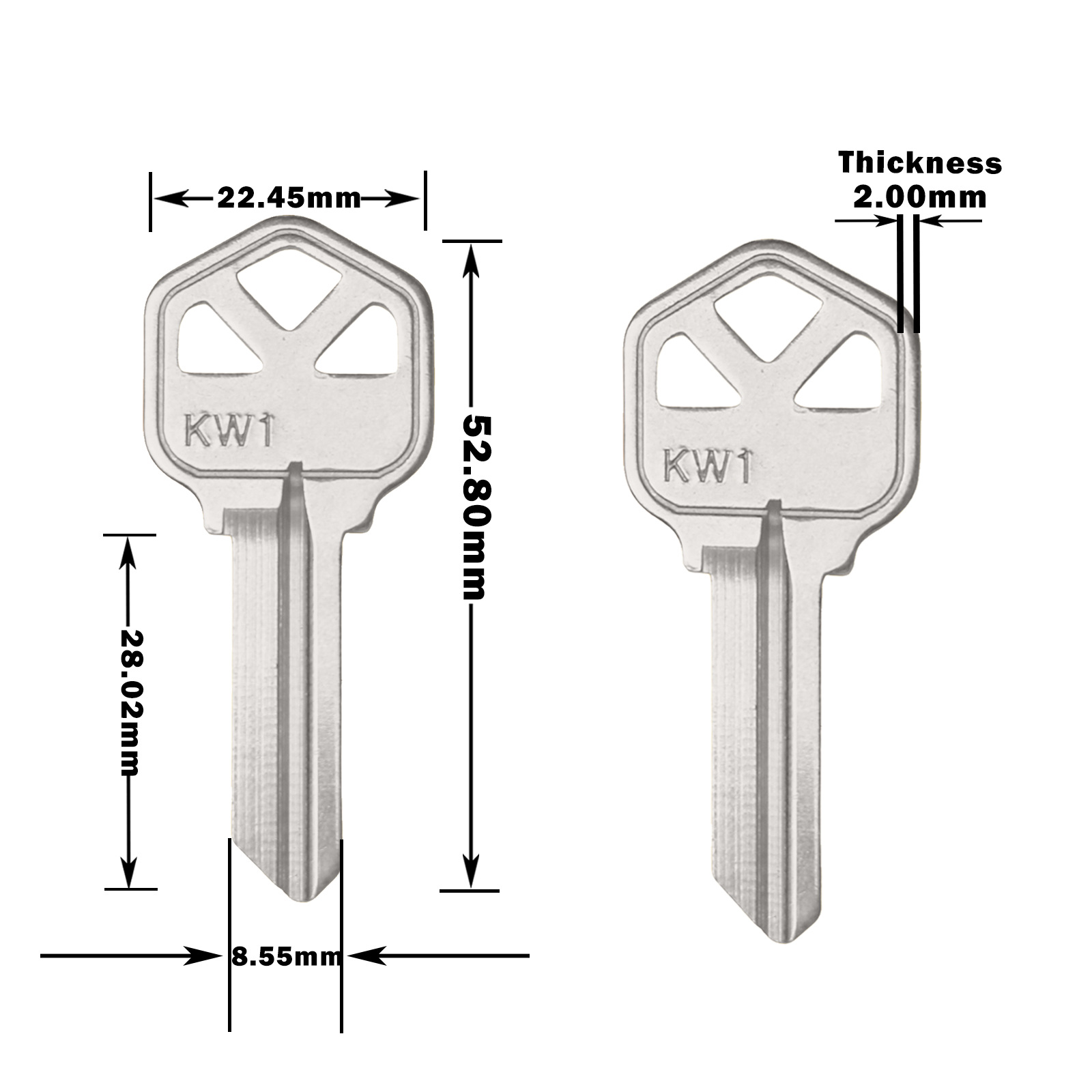 KW1 BRASS FINISH 钥匙坯 NICKEL PLATED 银色钥匙坯 KW1-阿里巴巴