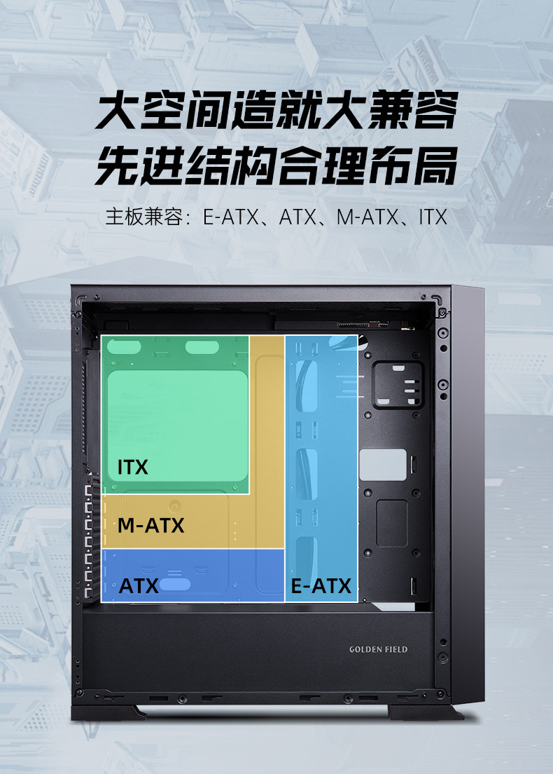 金河田 预见99A 电脑机箱 双360水冷/E-ATX主板/7把风扇位/全侧透-阿里巴巴