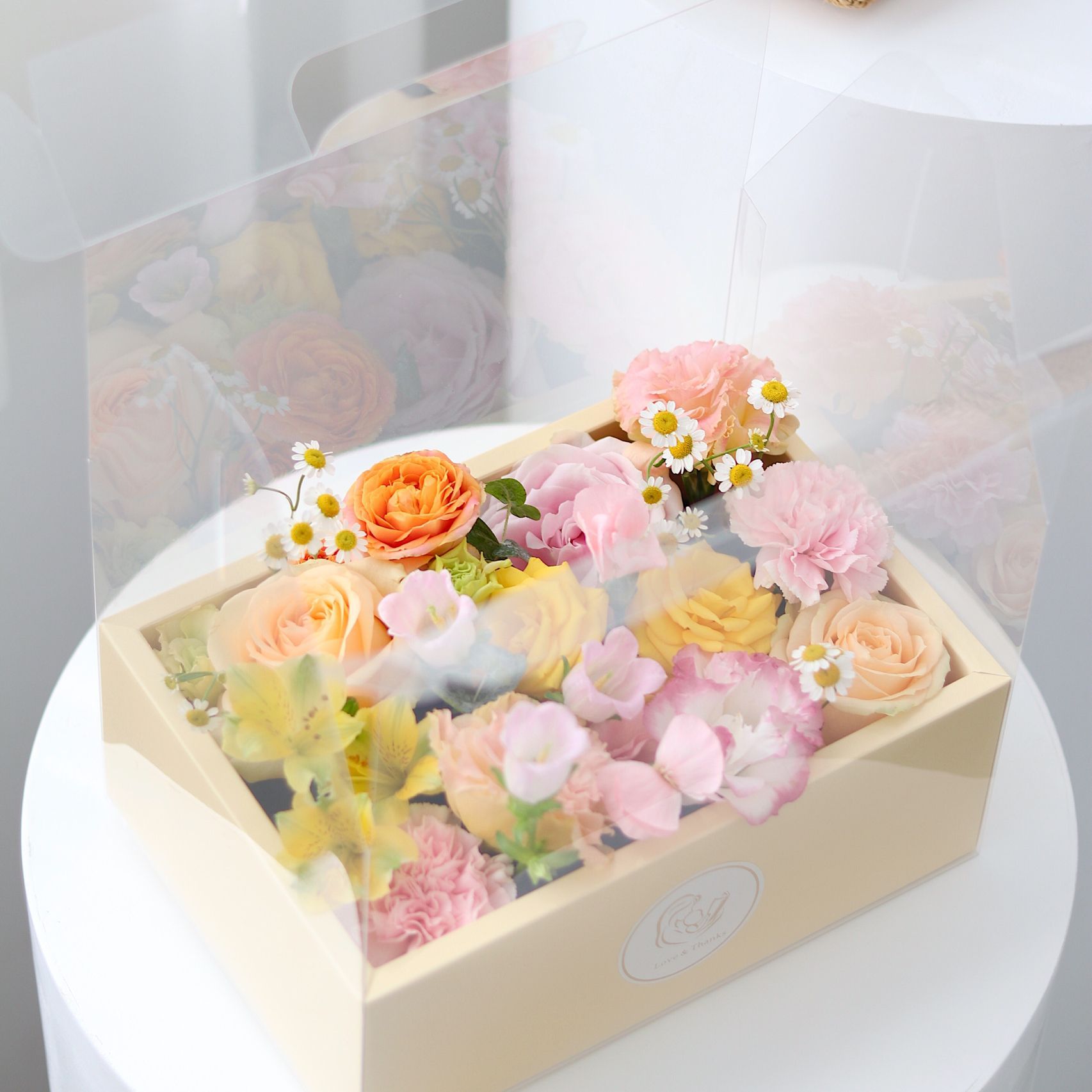 手提花盒鲜花蛋糕盒透明pvc玫瑰插花盒水果盒花束包装情人节礼盒-阿里巴巴