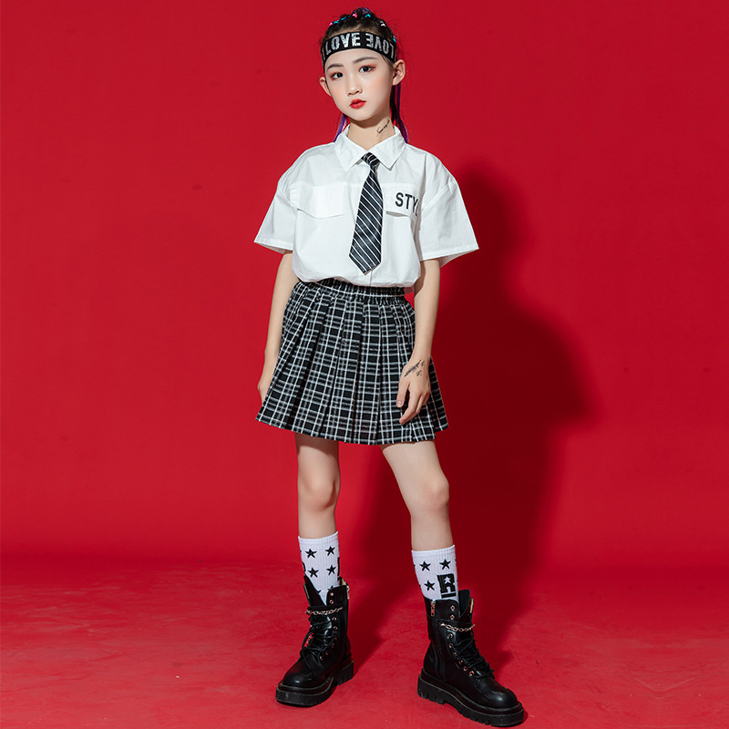 Children whit with black plaid jazz rapper singers hip hop dance ...
