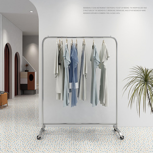 服装店展示架不锈钢落地式衣帽架直播间移动挂衣杆男女装店中岛架-阿里巴巴