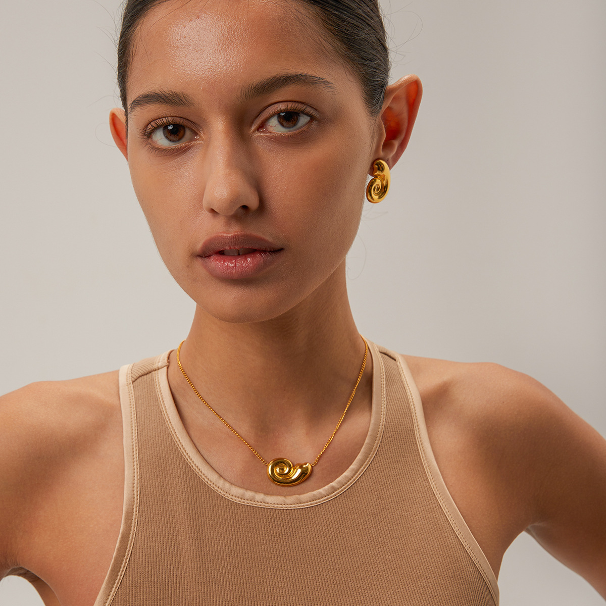 WX设计师款！ins风18k金不锈钢海螺螺旋圈圈高级感耳环耳饰饰品女-阿里巴巴